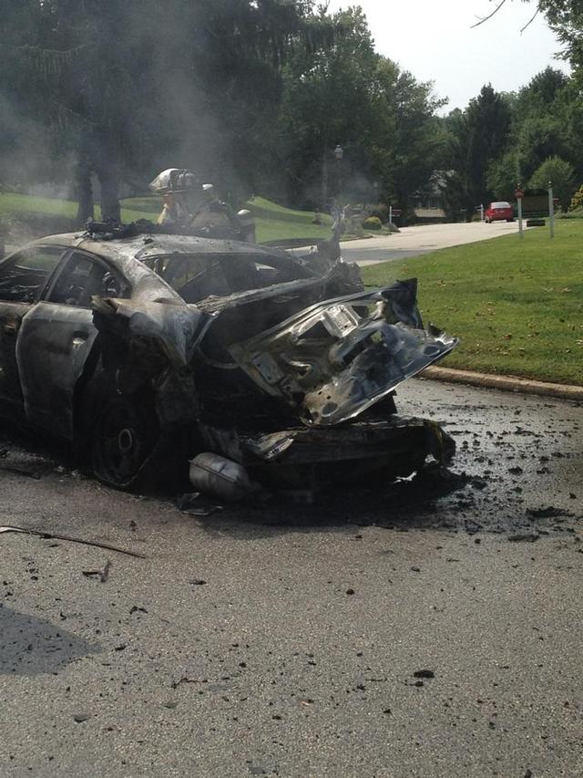 Police Cruiser Catches Fire and Explodes - Berwyn Fire Company