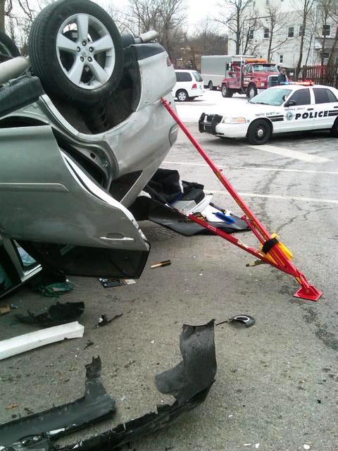One Person Extricated from Overturned Car - Berwyn Fire Company